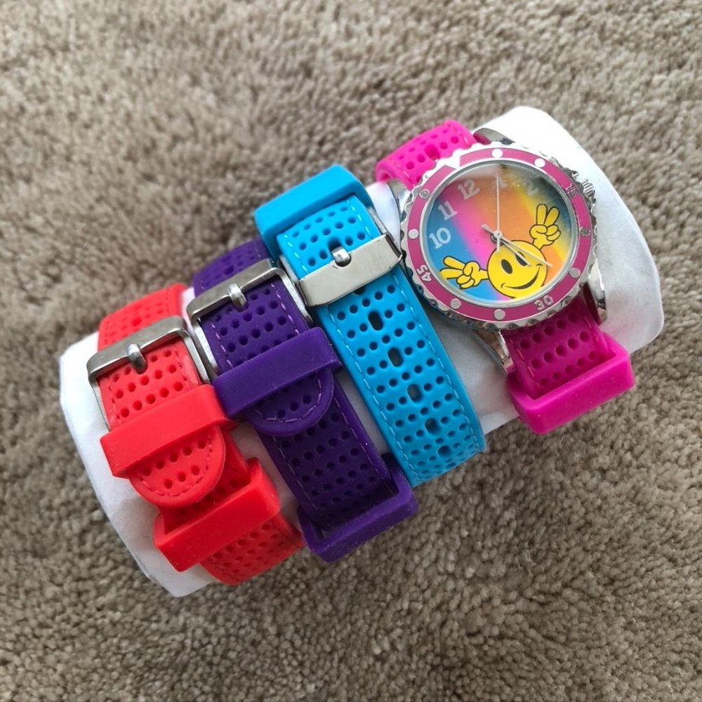 Smiley Face Rainbow Peace Sign Interchangeable Watch … - Gem